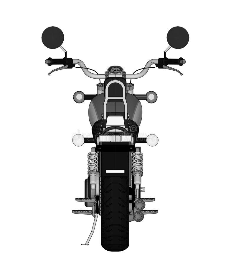 A Small Chopper is a Classic. Vector Black and White Illustration with ...