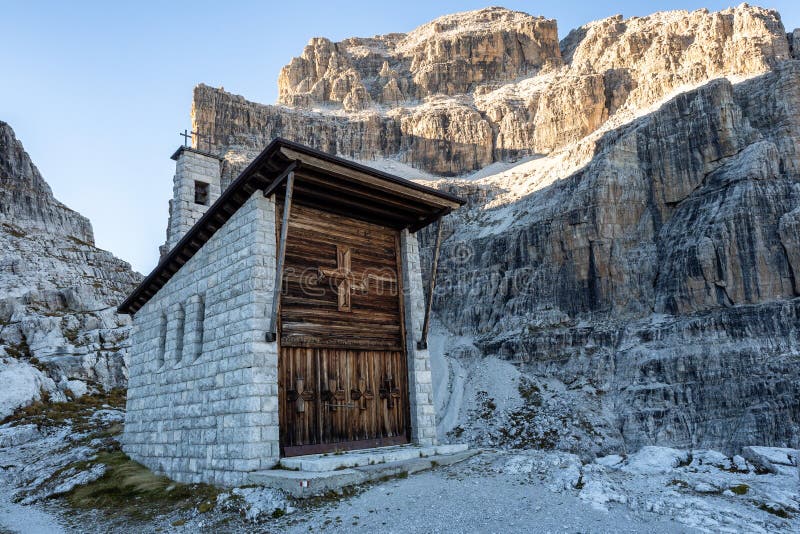 A Small Church in the Dolomites. Italy Stock Photo - Image of europe ...