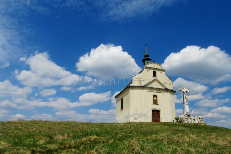 Small Church on a Green Hill Stock Photo - Image of parish, cloud: 78908482