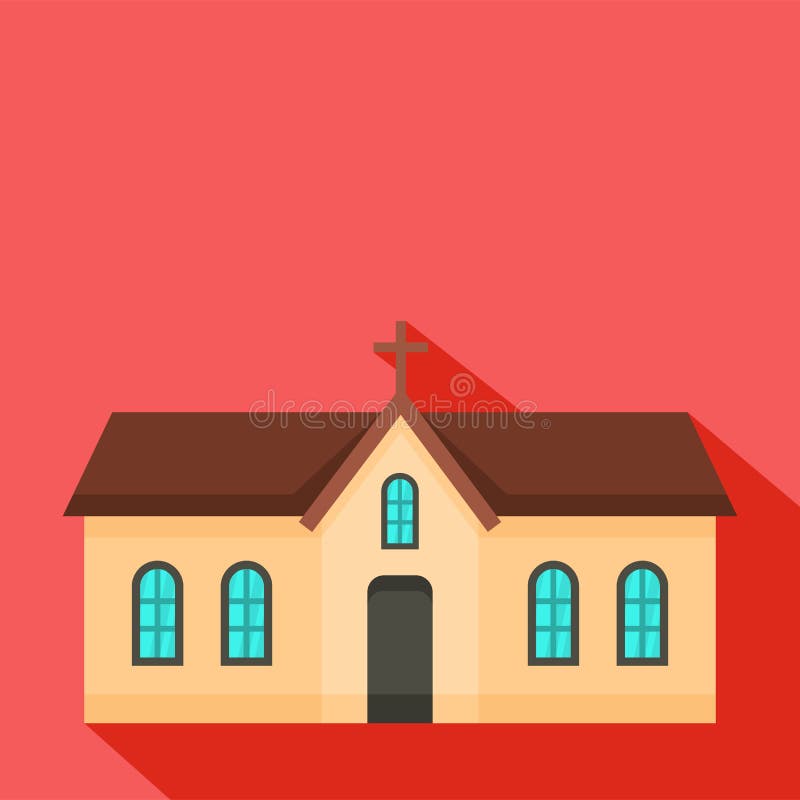 Small Church Icon, Flat Style Stock Illustration - Illustration of ...