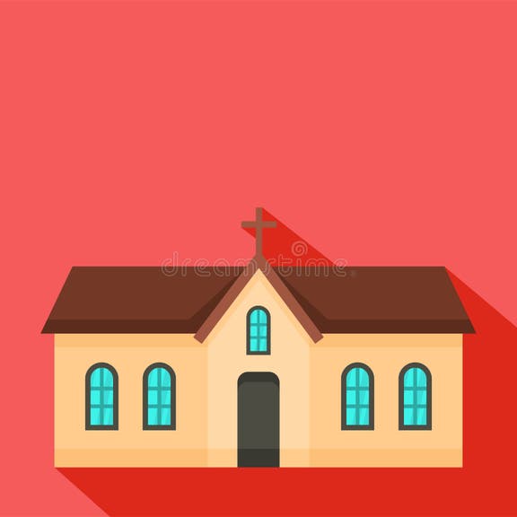 Small Church Icon, Flat Style Stock Illustration - Illustration of ...