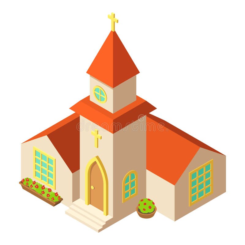Small Church Icon, Isometric Style Stock Vector - Illustration of ...