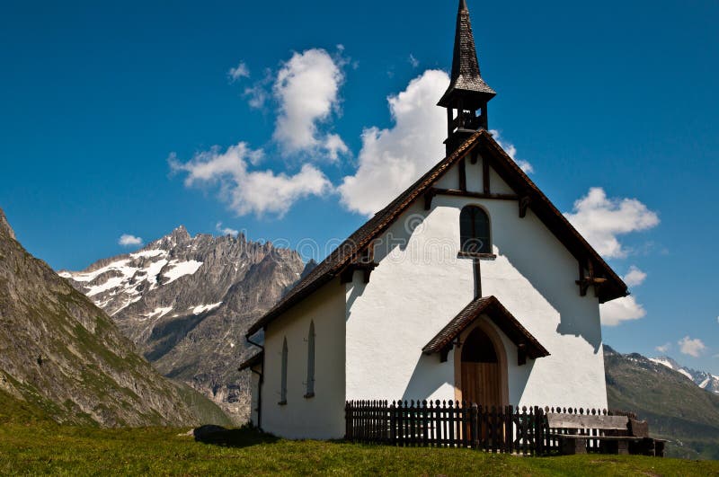 Small Church in the Mountains Stock Image - Image of clouds ...