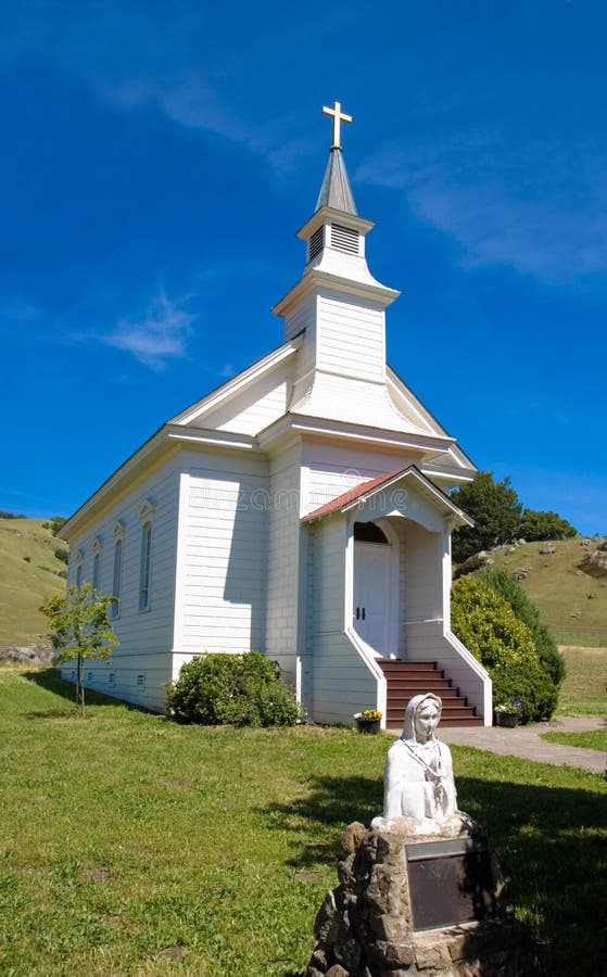 Close-up of a Small White Church in Rancho Nicasio, in Marin County ...