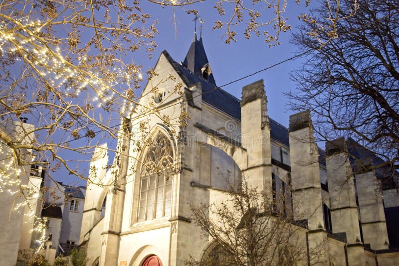 Small church in paris stock image. Image of town, cathedral - 248450597