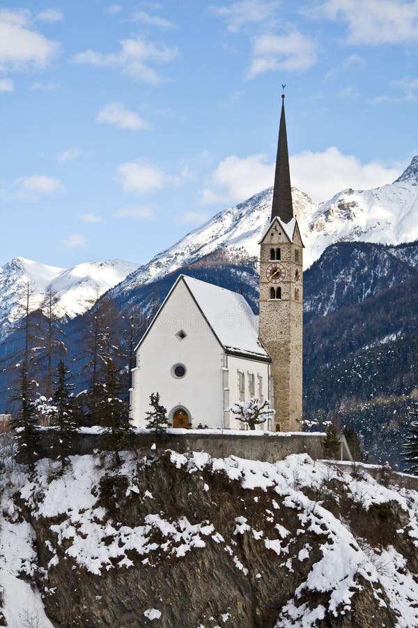 Small church in Scuol stock image. Image of idyllic, forest - 7900977