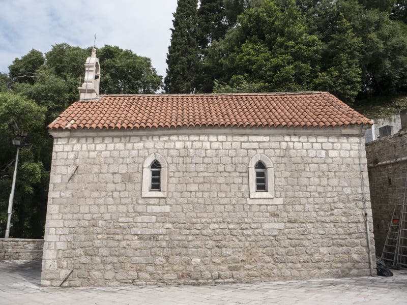 Small Church White Stone Chapel Side View Stock Image - Image of church ...