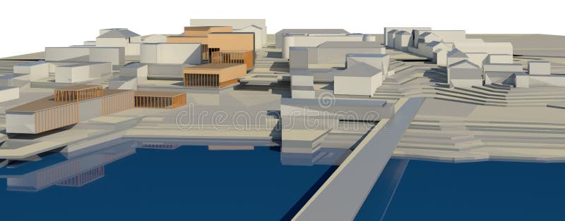 Small city RENDER stock illustration. Illustration of bridge - 72878203