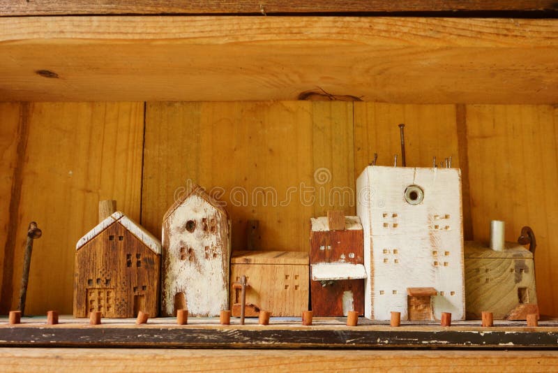 Small Clay House Model in Woodshelf Interior Decorate Stock Image ...
