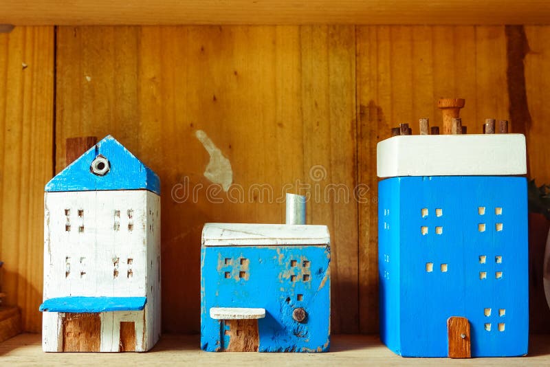Small Clay House Model in Woodshelf Interior Decorate Stock Photo ...