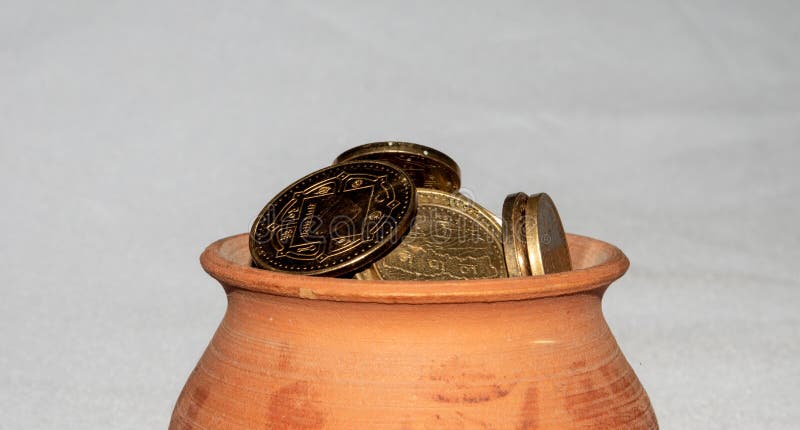 Pot of Coins stock photo. Image of money, metal, currency - 176912858