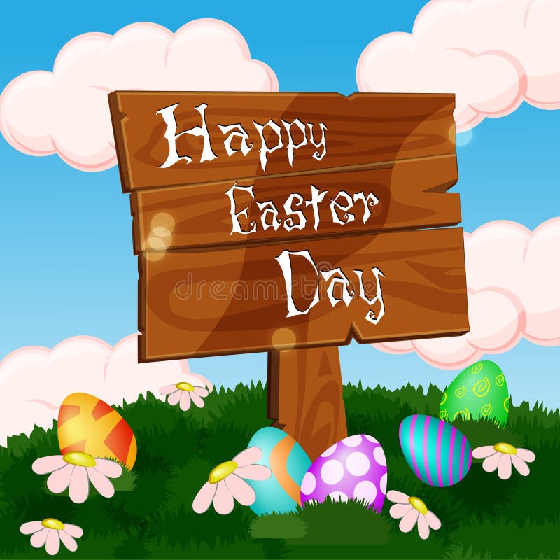 Small Clearing with Eggs for Easter Day with Beautiful Sky Stock Vector ...