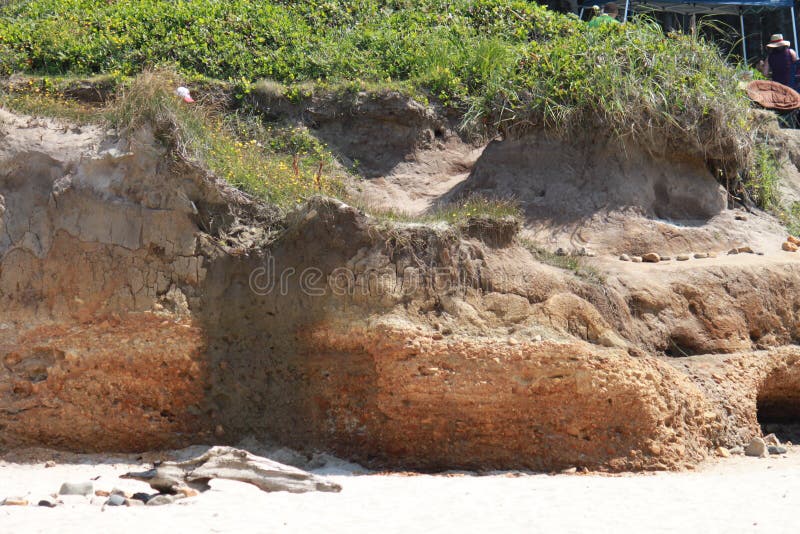 Small cliff on the beach stock photo. Image of sandstone - 100262244