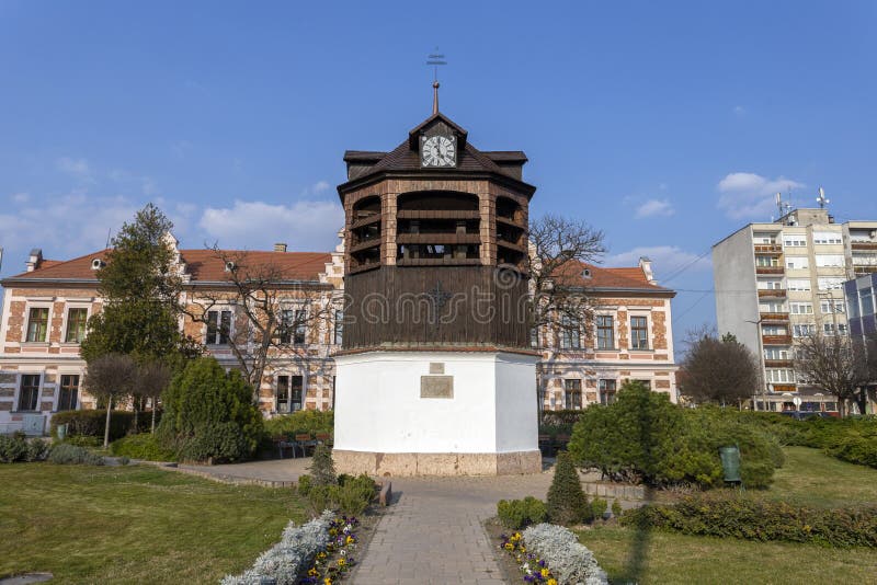 Small Clock Tower in Tata, Hungary Stock Photo - Image of place, belfry ...