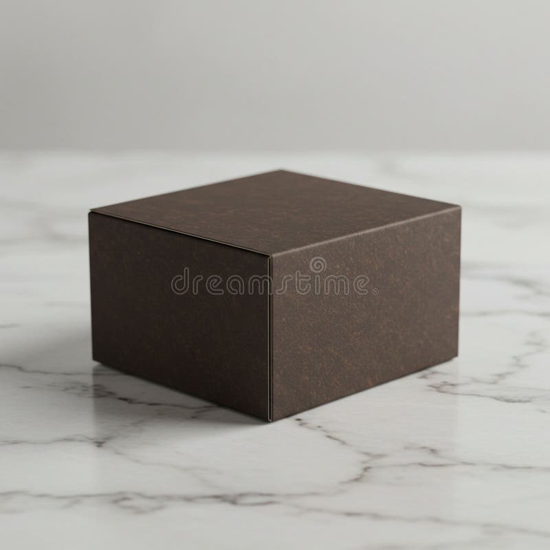 A Small, Closed, Brown Cardboard Box Rests on a Polished Marble Surface ...