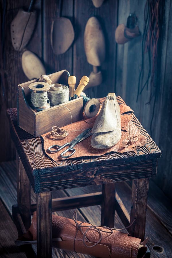Cobbler`s Workshop from Above Stock Image - Image of fashionable, space ...