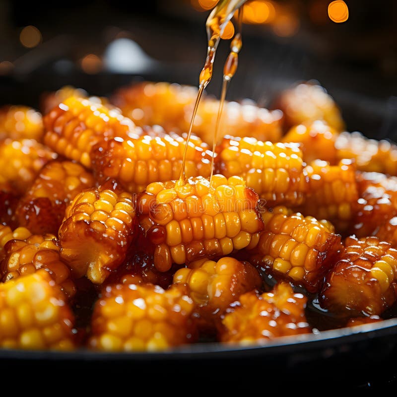 Small Cobs of Corn in Sauce on a Plate. Corn As a Dish of Thanksgiving ...