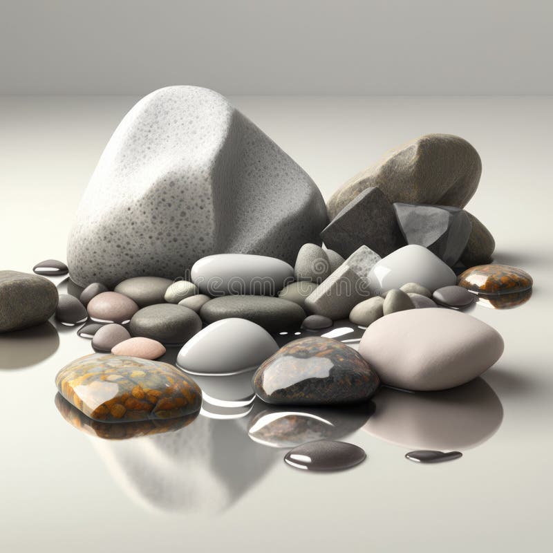 Small Collection of River Rocks Shimmering in a Shallow Stream Podium ...
