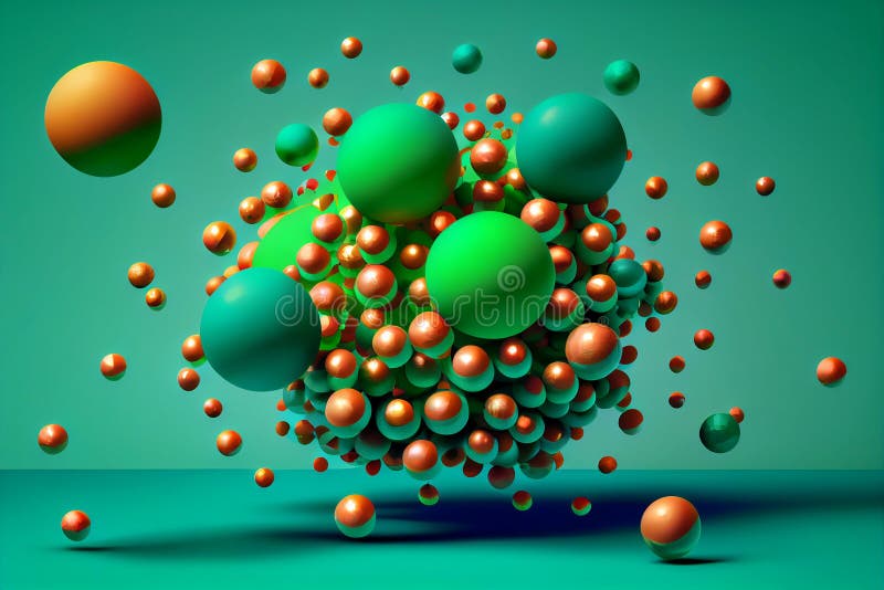 Small Colored Balls that Jump Up, on a Ocean Green Background. Abstract ...