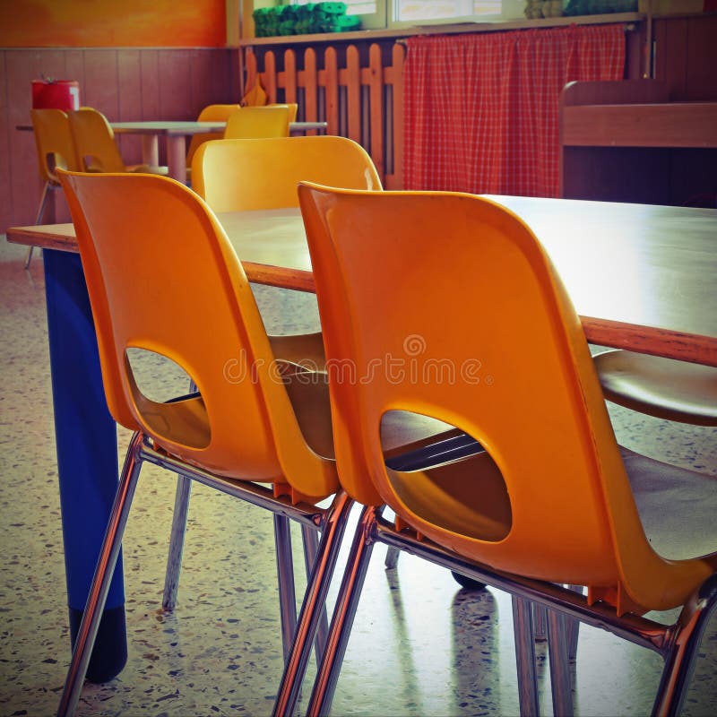 Small Colored Chairs of a School Class without Kids Stock Photo - Image ...