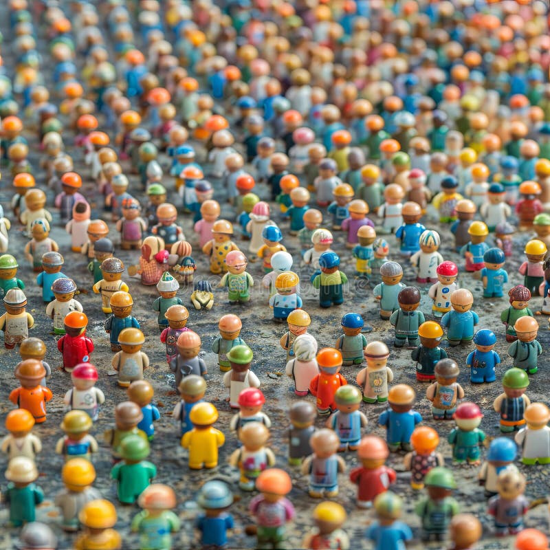 Small Colored Figures of People on a Light Background. View from Above ...