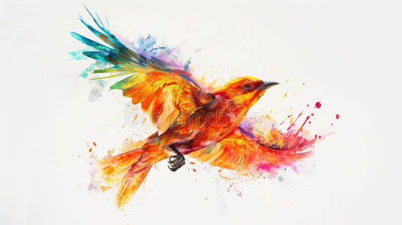 A Small Colorful Bird Flying through the Air, Possibly in a Garden or ...