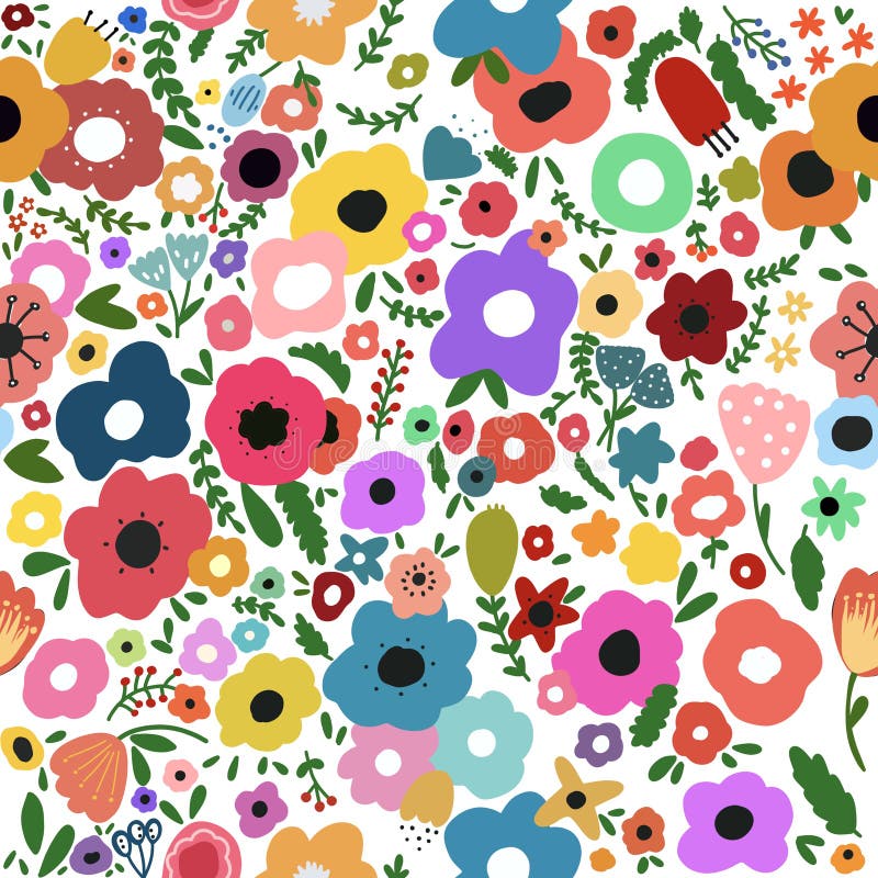 Small colorful flowers. stock illustration. Illustration of cute ...