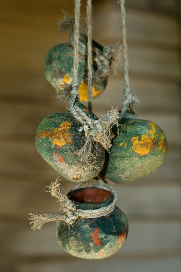 Small Colorful Hanging Pots Stock Photo - Image of close, bokeh: 103677892