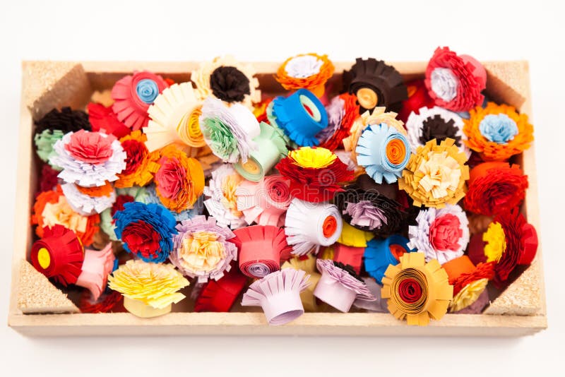 Small, Colorful Paper Flowers Stock Image - Image of pink, paperwork ...