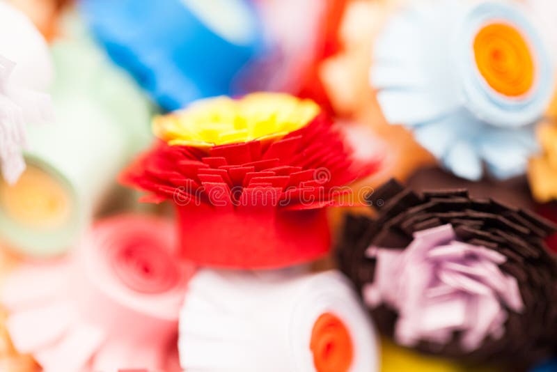 Small, Colorful Paper Flowers Stock Image - Image of quilling ...
