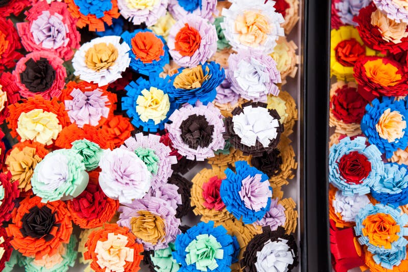 Small, Colorful Paper Flowers Stock Image - Image of figure, orange ...