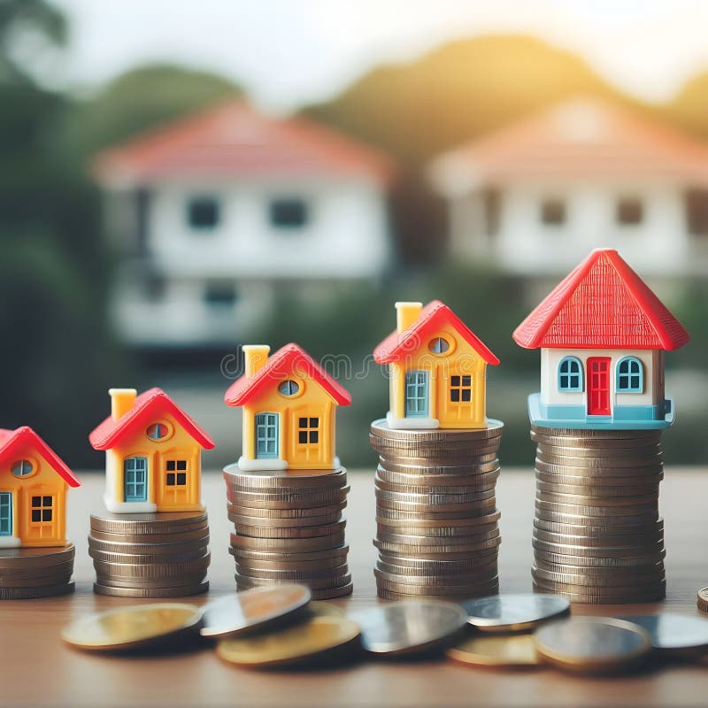 A Small Colorful Plastic Toy House with a Red Roof Sits on the Table ...