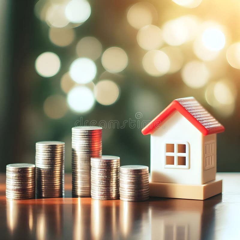 A Small Colorful Plastic Toy House with a Red Roof Sits on the Table ...