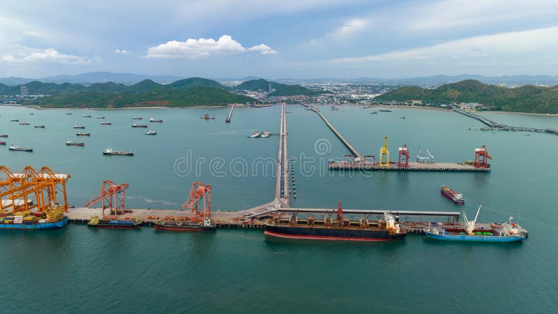 Small Distribution Port in Sea and Pedestrian Bridge To Conect between ...