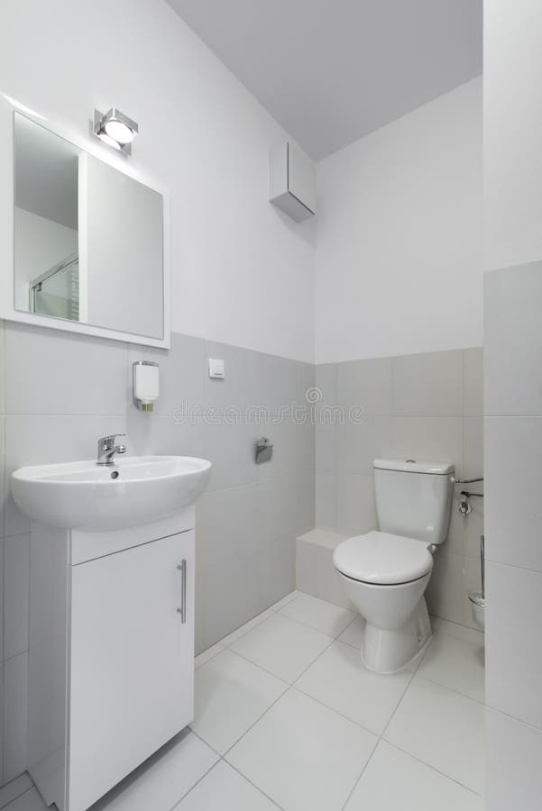 Small and Compact Interior Bathroom Design Stock Photo - Image of ...
