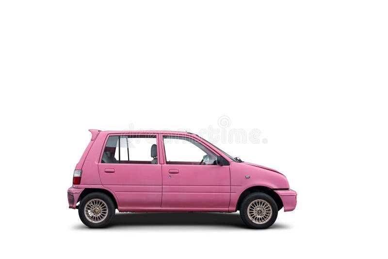 Small Compact Pink Hatchback Car Isolated on White Background Stock ...