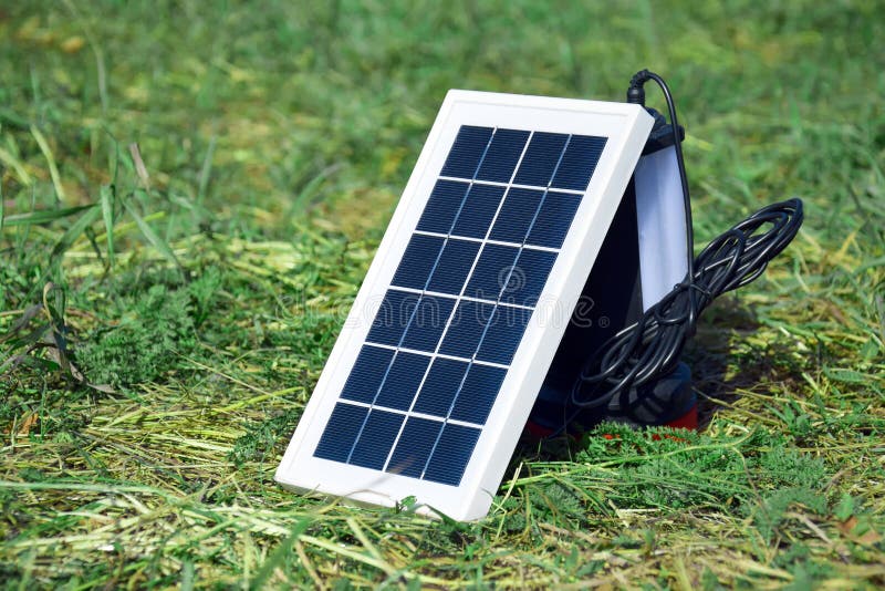 The Small Compact Solar Battery for Tourism. Stock Image - Image of ...