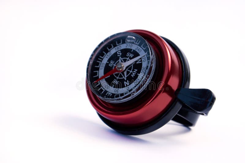 Small Compass Build Inside Bicycle Handlebar Isolated on White ...