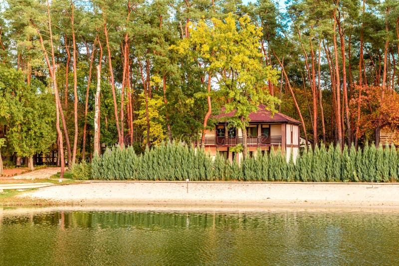 A Small Complex Hotel in the Forest Consisting of Several Houses in ...
