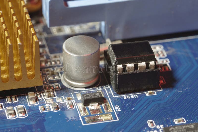 Small Components Personal Computer Motherboard Stock Image - Image of ...