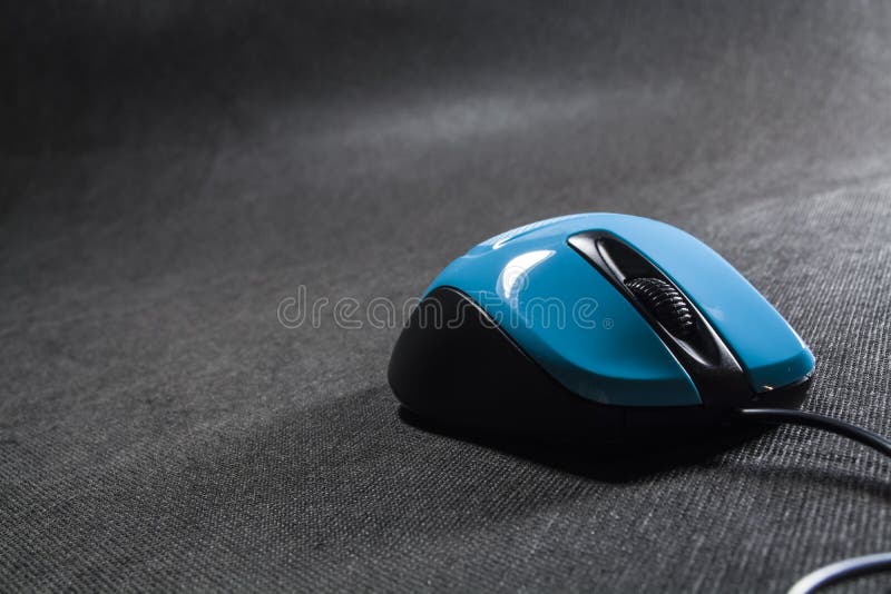 Computer Mouse of Bright Blue Color. Black Details. Plastic. Modern ...
