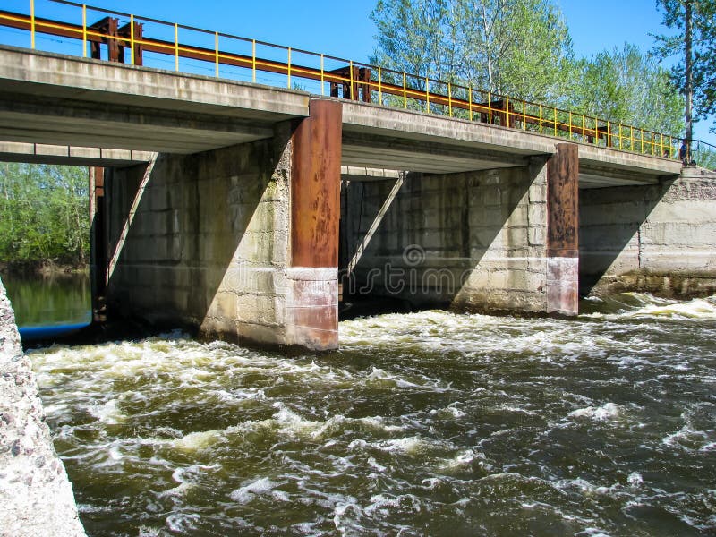 Small Concrete Bridge Over a Fast and Stormy River. Summer Stock Photo ...