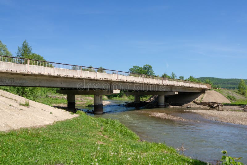A Small Concrete Bridge Over the River. Stock Image - Image of nature ...