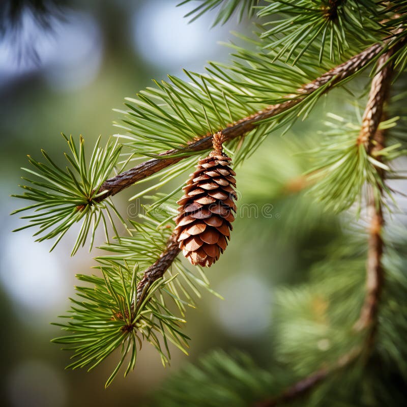 Small Cones on a Pine or Fir Tree Branch Close Up Stock Photo - Image ...