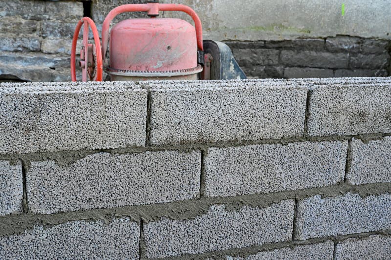 Small Construction Site Making New Wall on House Kumla Sweden August 22 ...