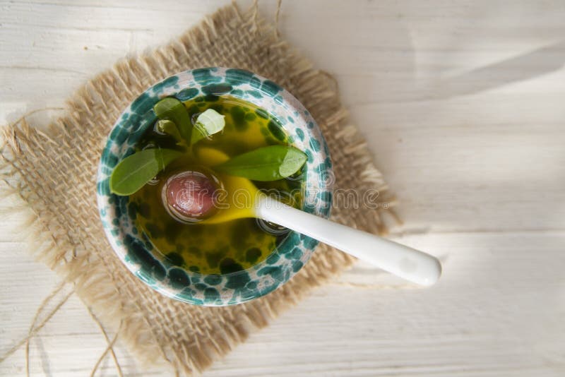 Small Container with Extra Virgin Olive Oil Stock Photo - Image of food ...