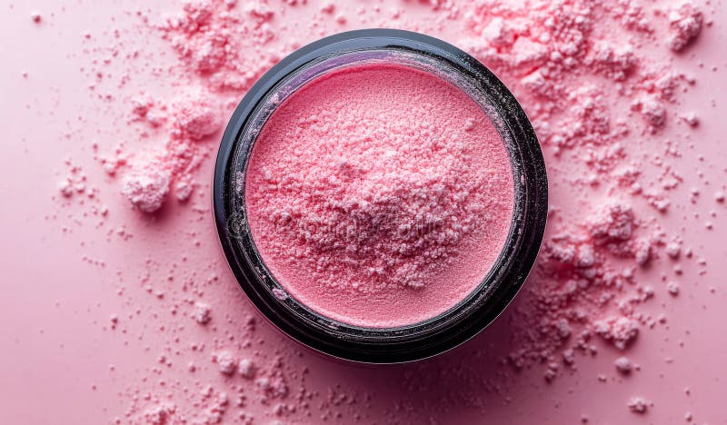 A Small Container of Pink Powder is Sitting on a Pink Surface Stock ...