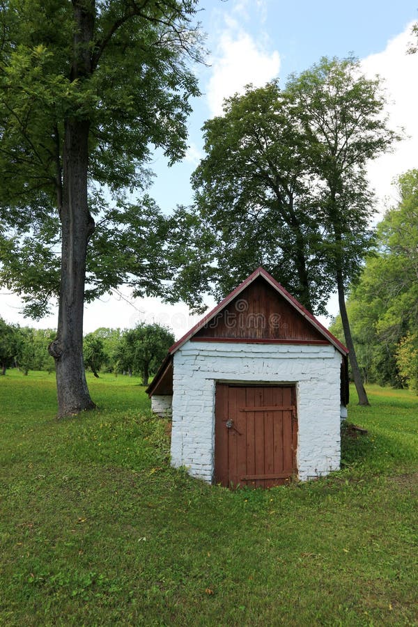 Small Cosy White Brick Warehouse in the Forest Stock Photo - Image of ...