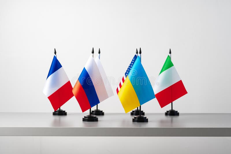 Small Country Flags Standing at a Table Stock Image - Image of element ...