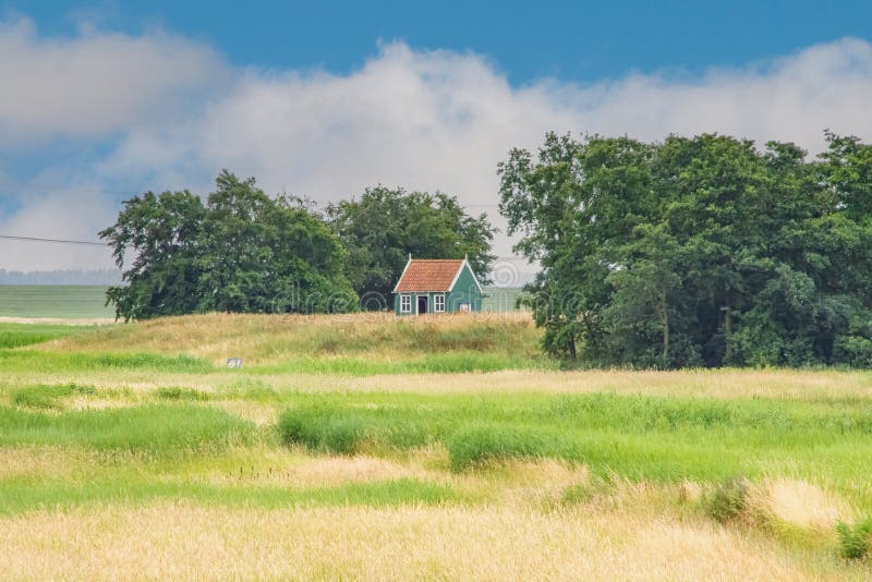 Small Country House in a Rural Field Stock Image - Image of meadow ...